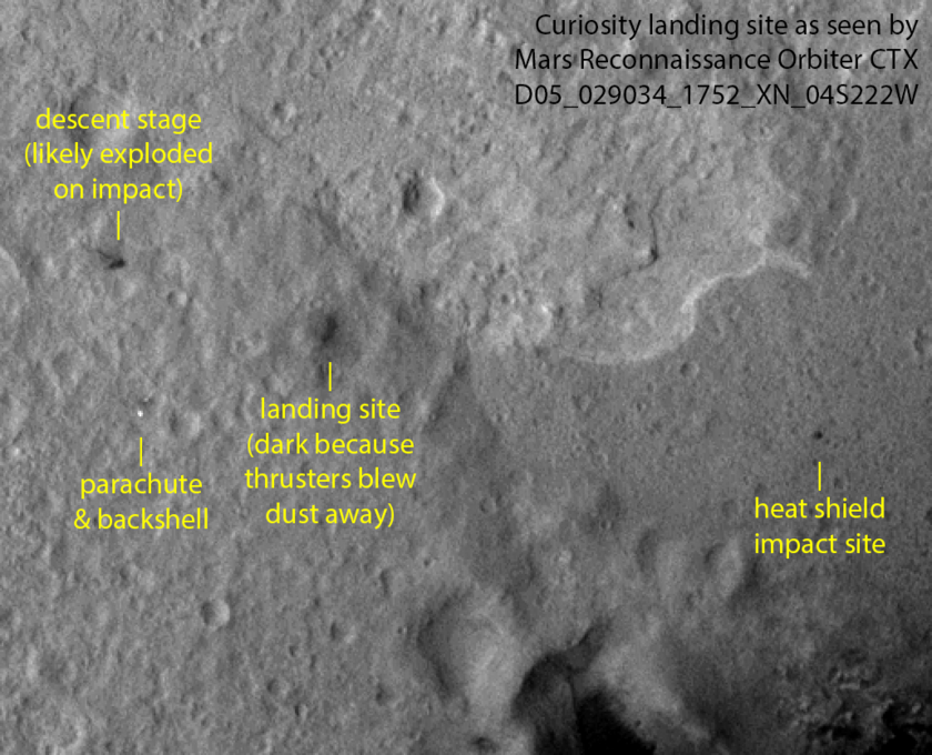 Mars Reconnaissance Orbiter Context Camera Image Of Curiosity Landing