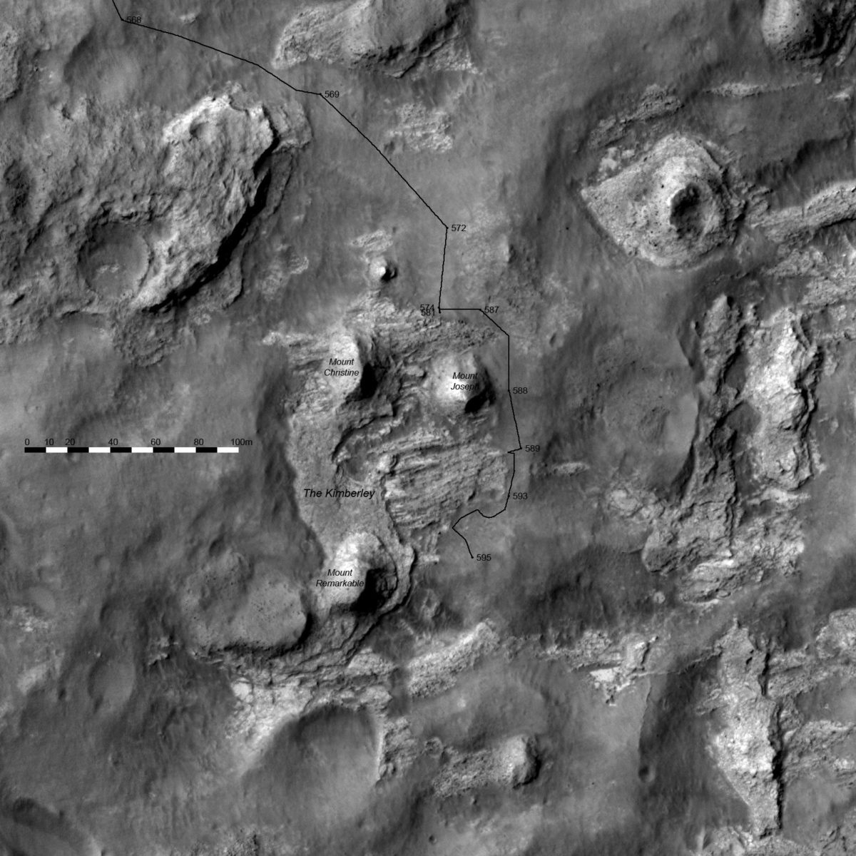 3D route map for Curiosity: Detail view of… | The Planetary Society
