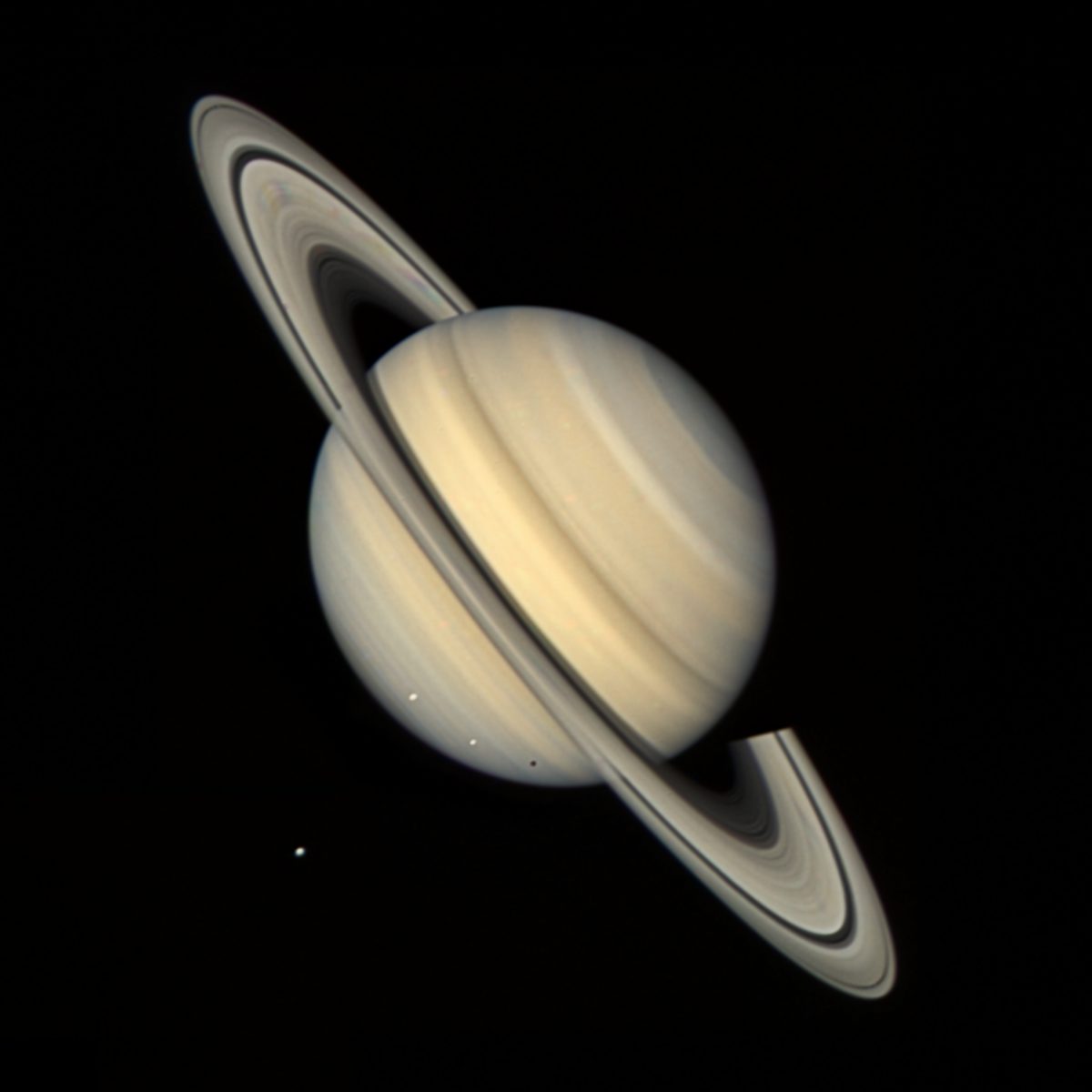 Saturn And Its Moons From Voyager 2 The Planetary Society
