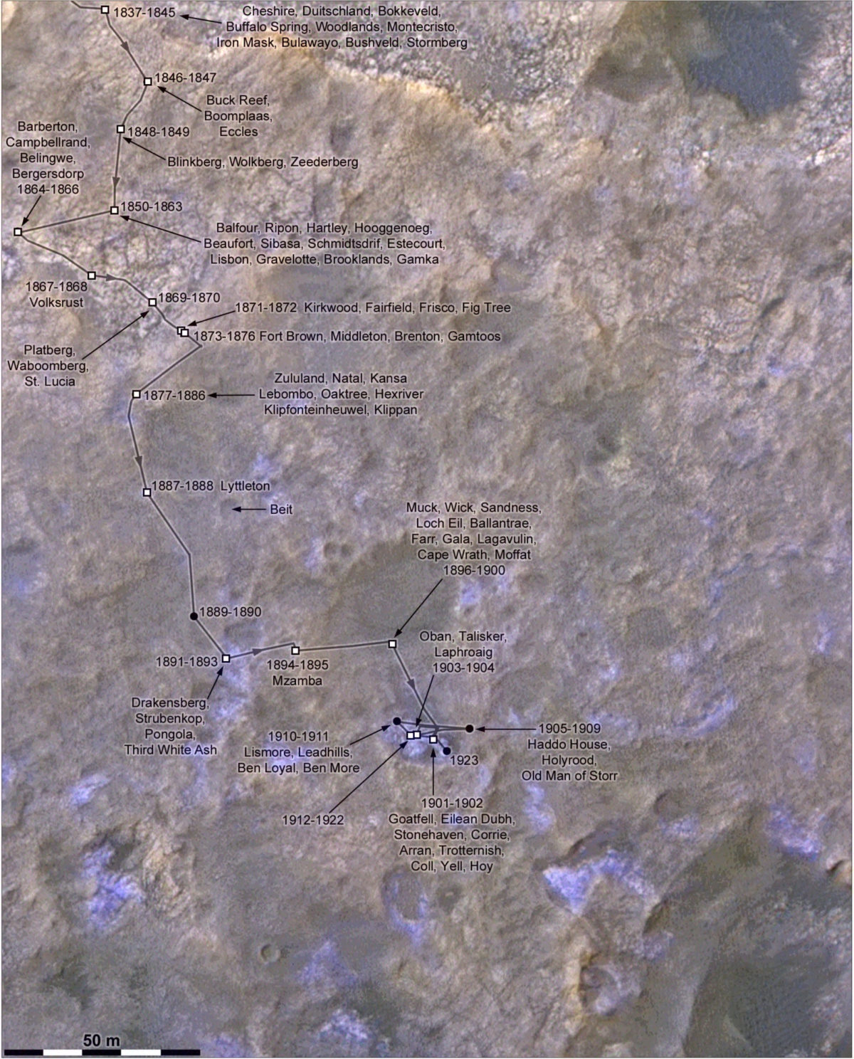 Phil Stooke’s Curiosity Route Map Detail:… | The Planetary Society