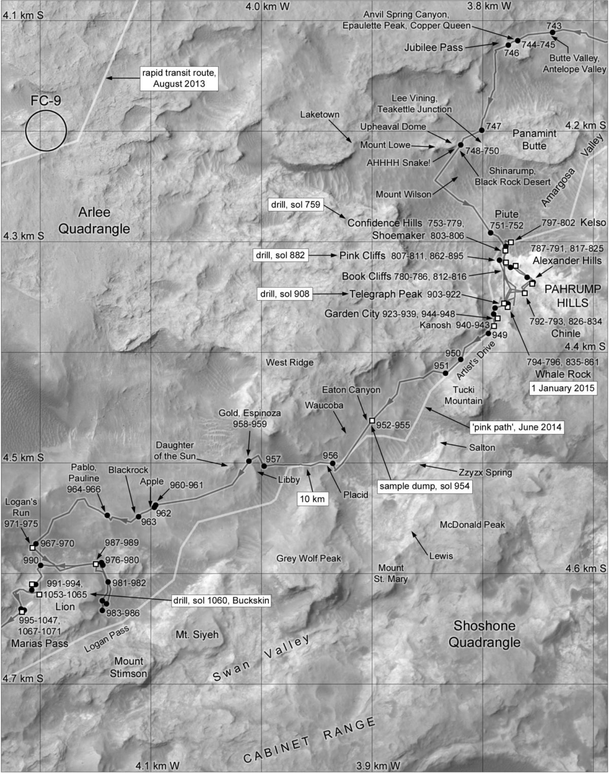 Phil Stooke's Curiosity route maps (updated… | The Planetary Society