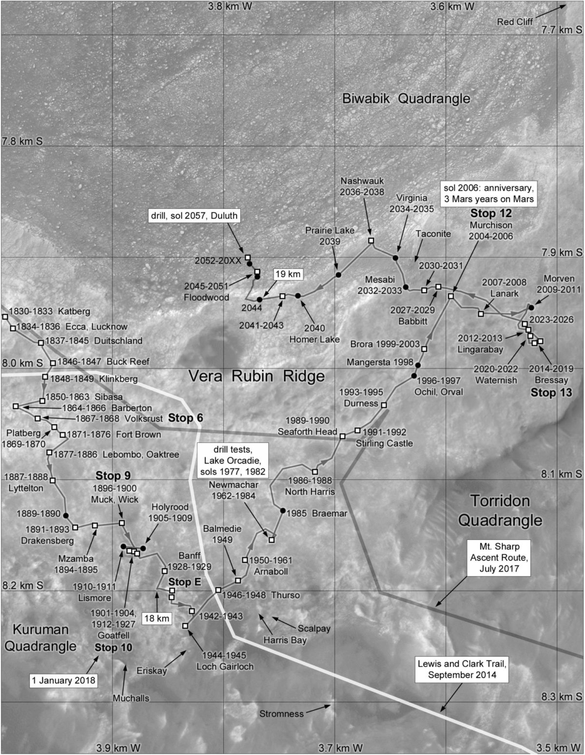 Phil Stooke's Curiosity Route Map Section 15:… | The Planetary Society