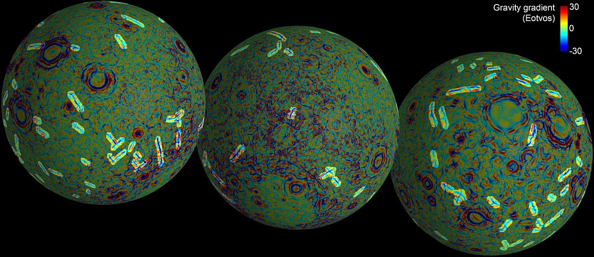 Lunar gravity gradient map (linear anomalies… | The Planetary Society