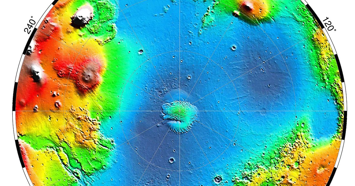 Topographic map of Mars' northern hemisphere | The Planetary Society