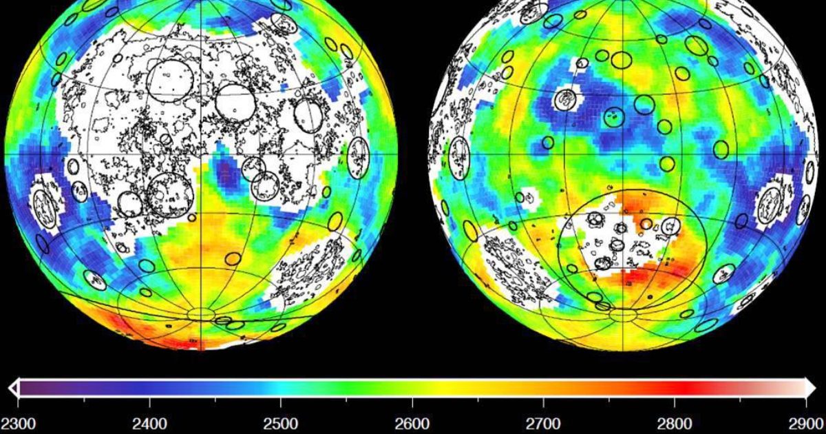Map of the Moon's crustal density inferred… | The Planetary Society