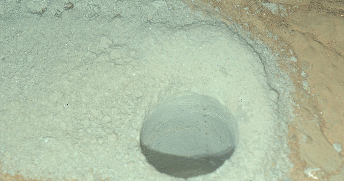 Cumberland drill hole after dark, Curiosity… | The Planetary Society