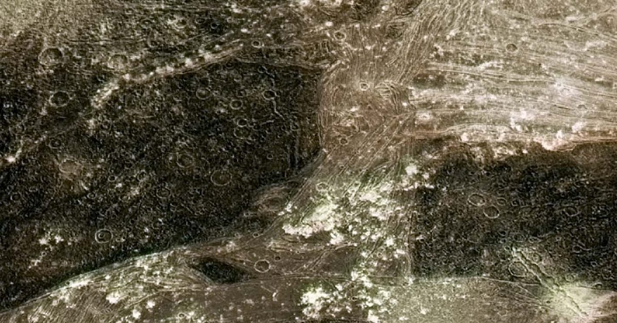 Color mosaic of Ganymede's Perrine Regio from… | The Planetary Society