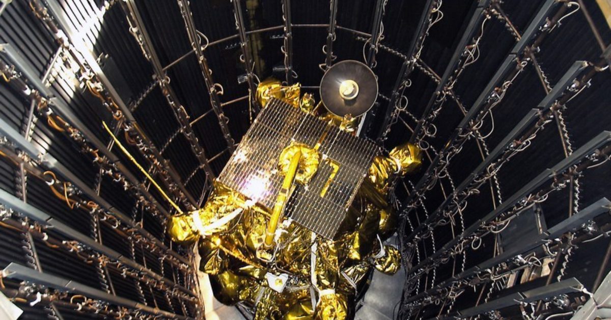 Phobos-Grunt inside its thermal vacuum chamber | The Planetary Society