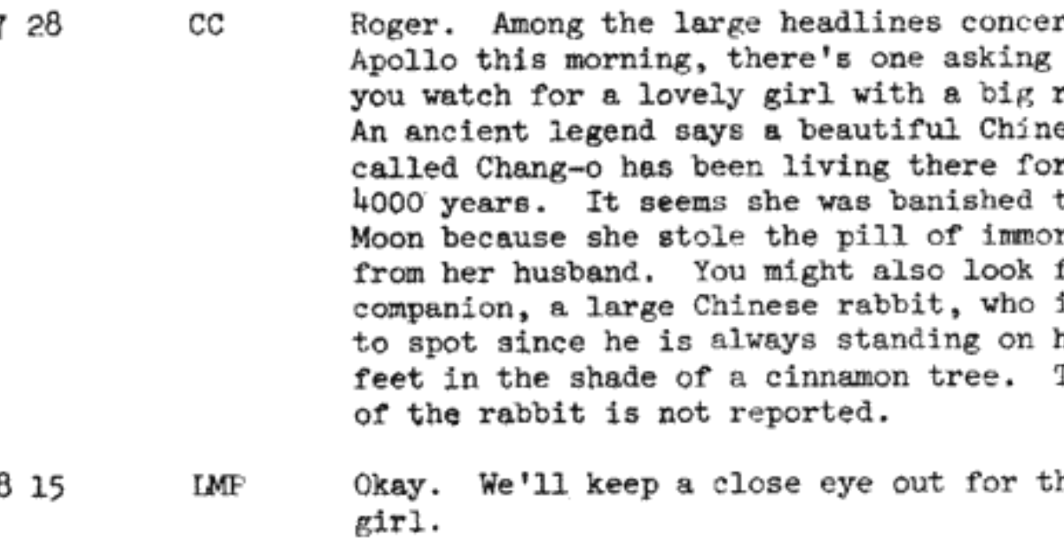 Apollo 11 transcript: Chang'o on the Moon | The Planetary Society