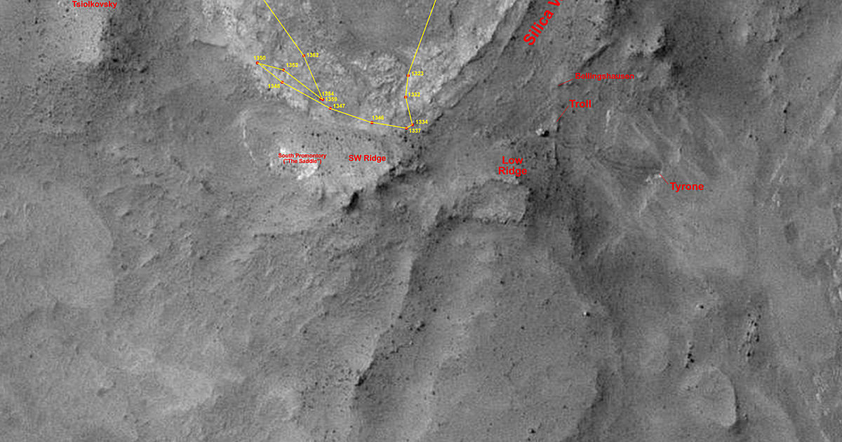 Spirit route map to sol 1,856 | The Planetary Society