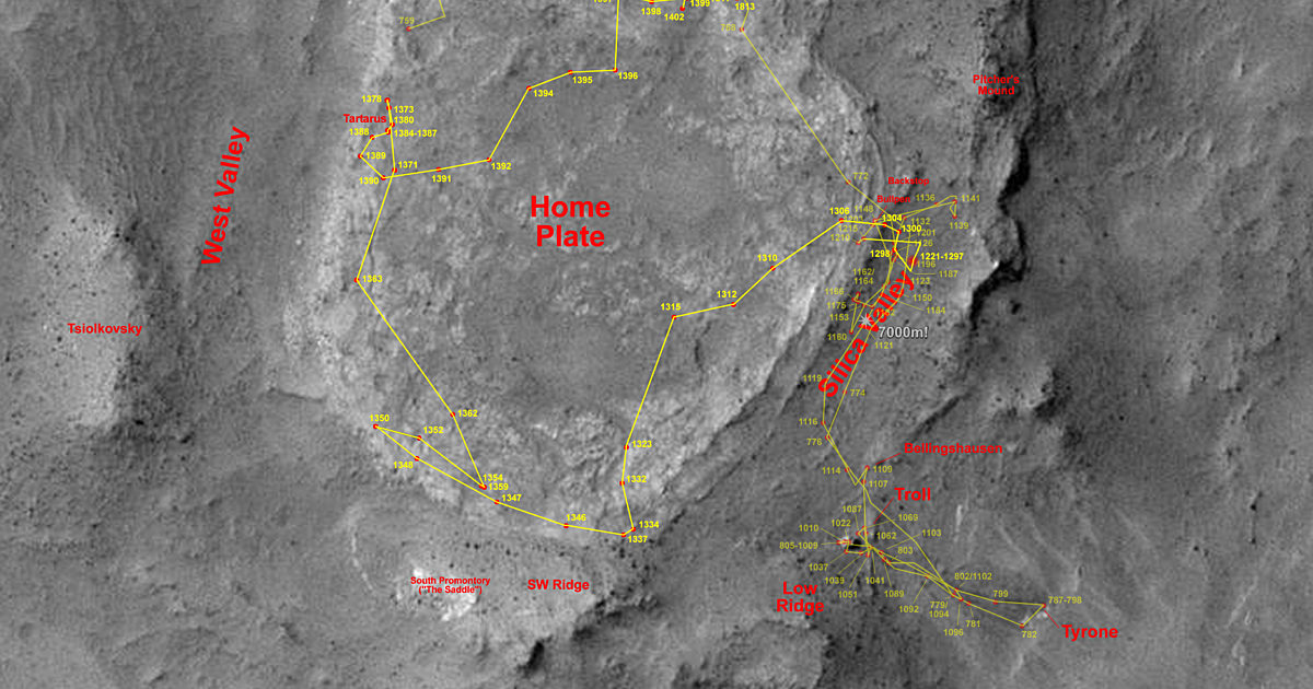 Spirit route map to sol 1833 | The Planetary Society
