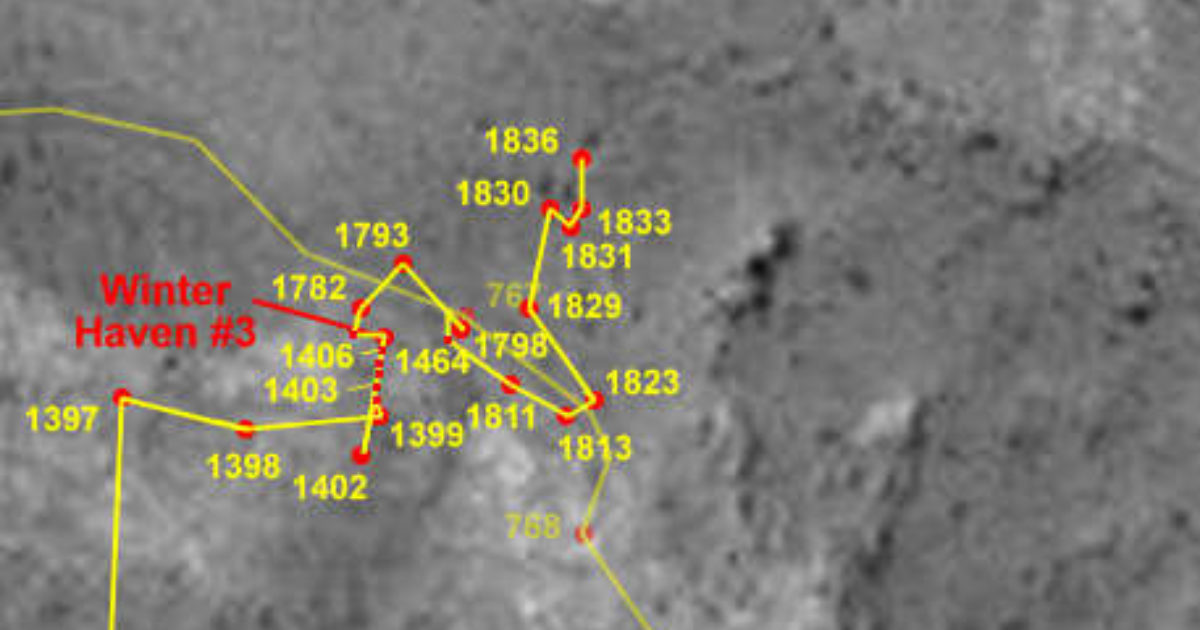 Spirit route map to sol 1836 (detail) | The Planetary Society
