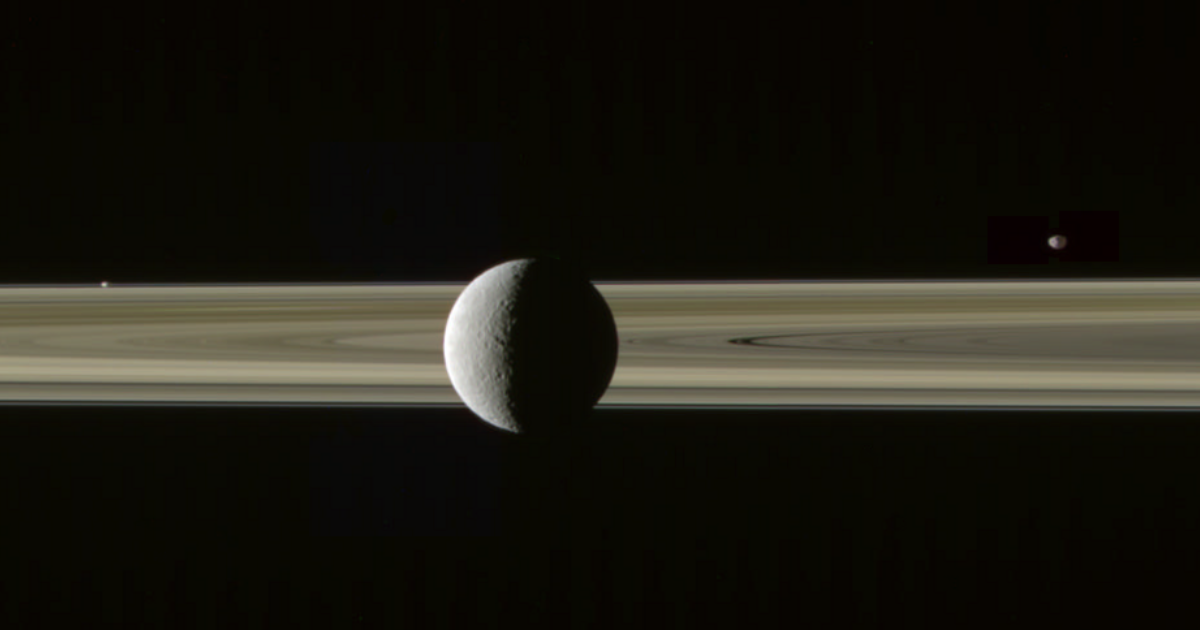 Pretty picture: Rhea, rings, and two little… | The Planetary Society