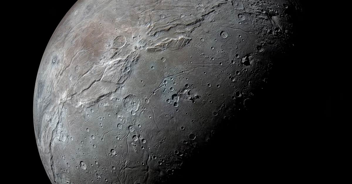 Simulated view of a half-phase Charon | The Planetary Society