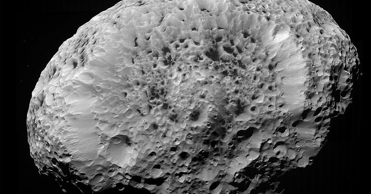 Global view of Hyperion (context) | The Planetary Society