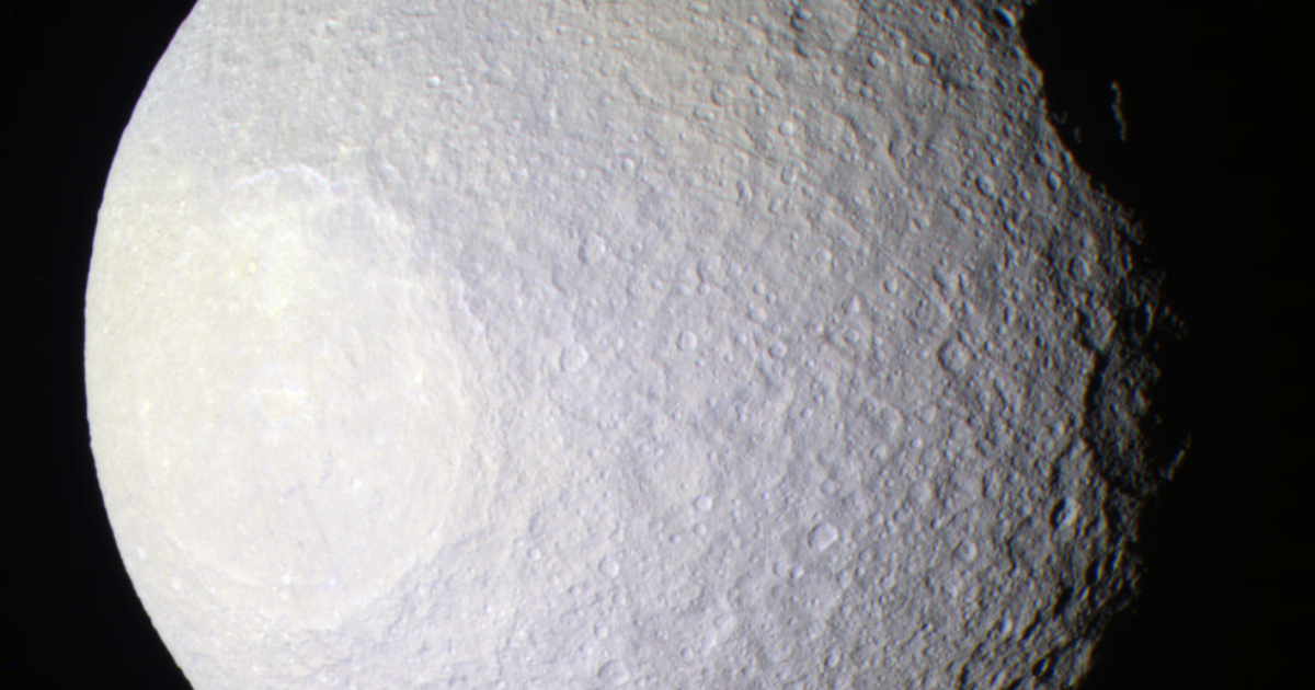 Enhanced-color global view of Tethys, 11… | The Planetary Society
