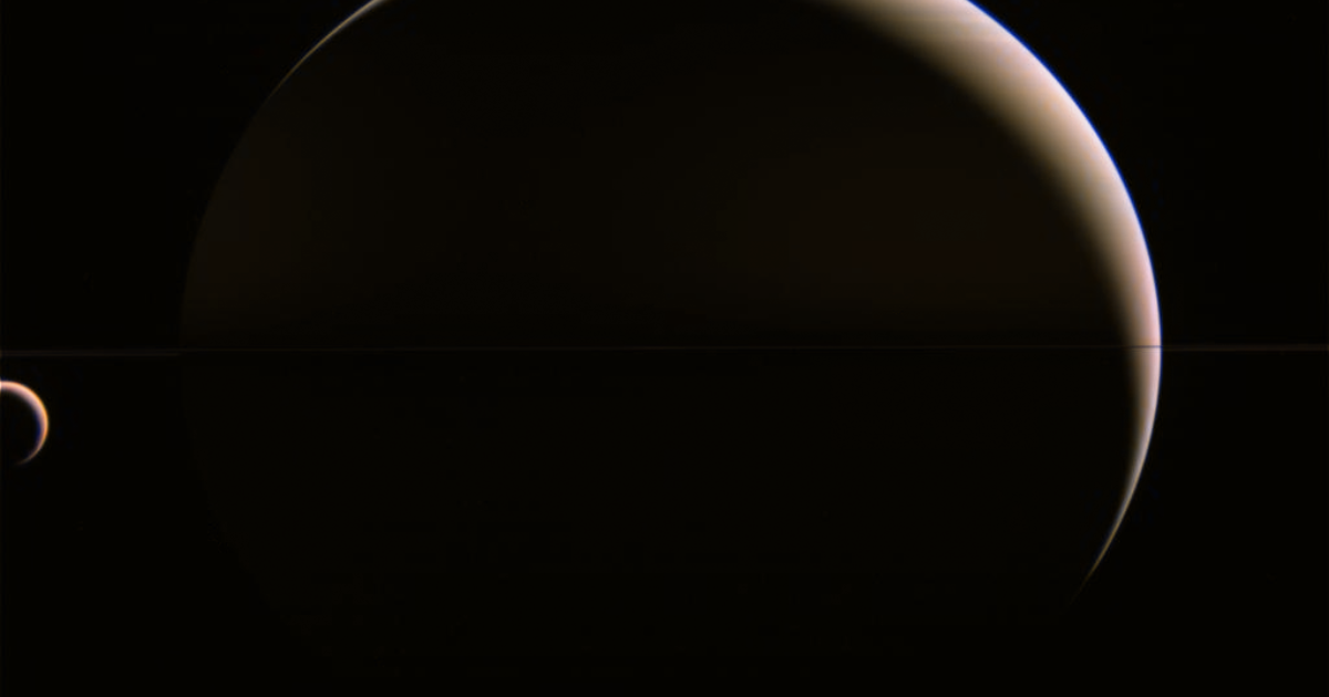 Crescent Titan and Saturn | The Planetary Society