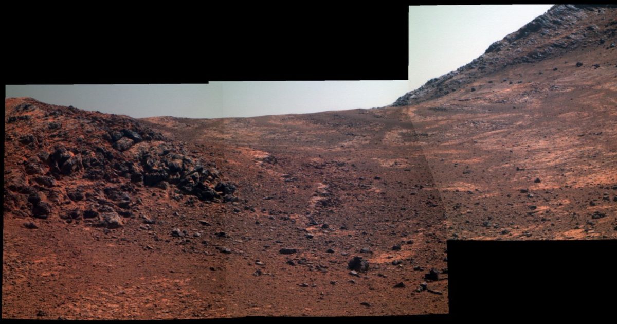 Color Pancam mosaic of the western valley | The Planetary Society