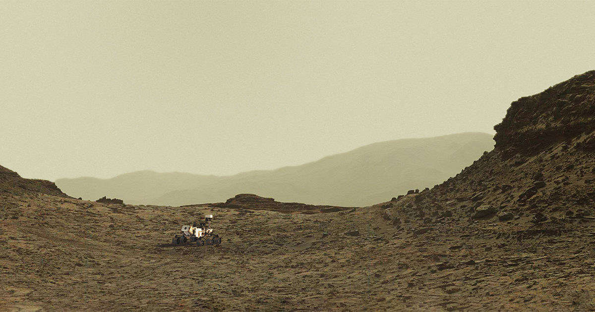 Simulated rover among Murray buttes,… | The Planetary Society
