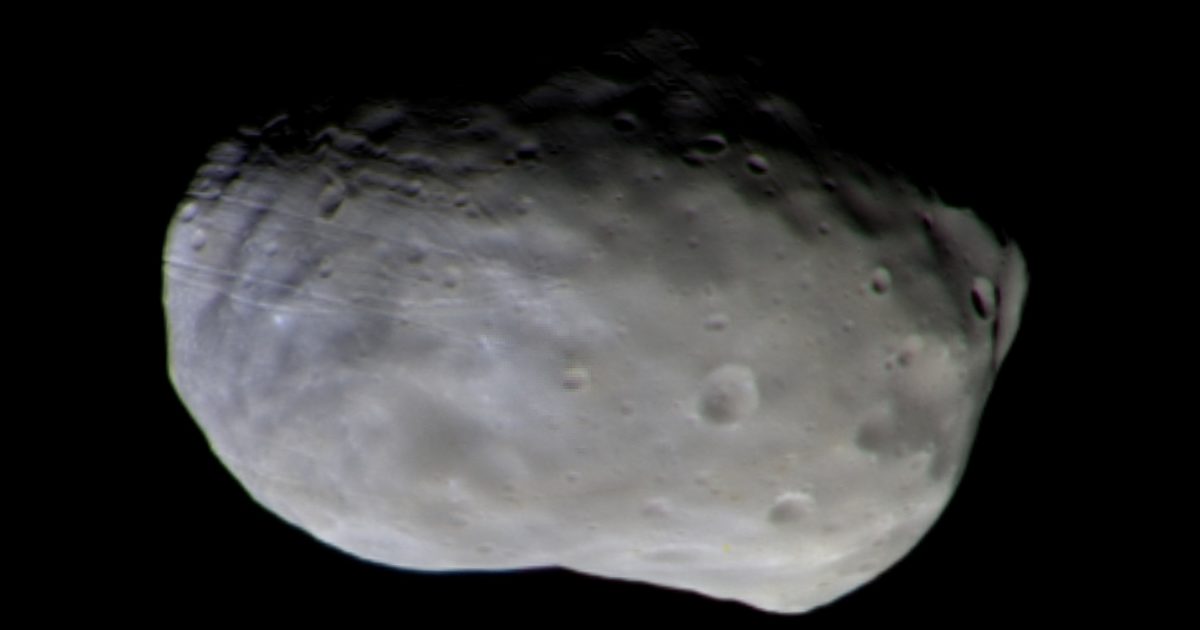 The trailing hemisphere of Phobos in color… | The Planetary Society