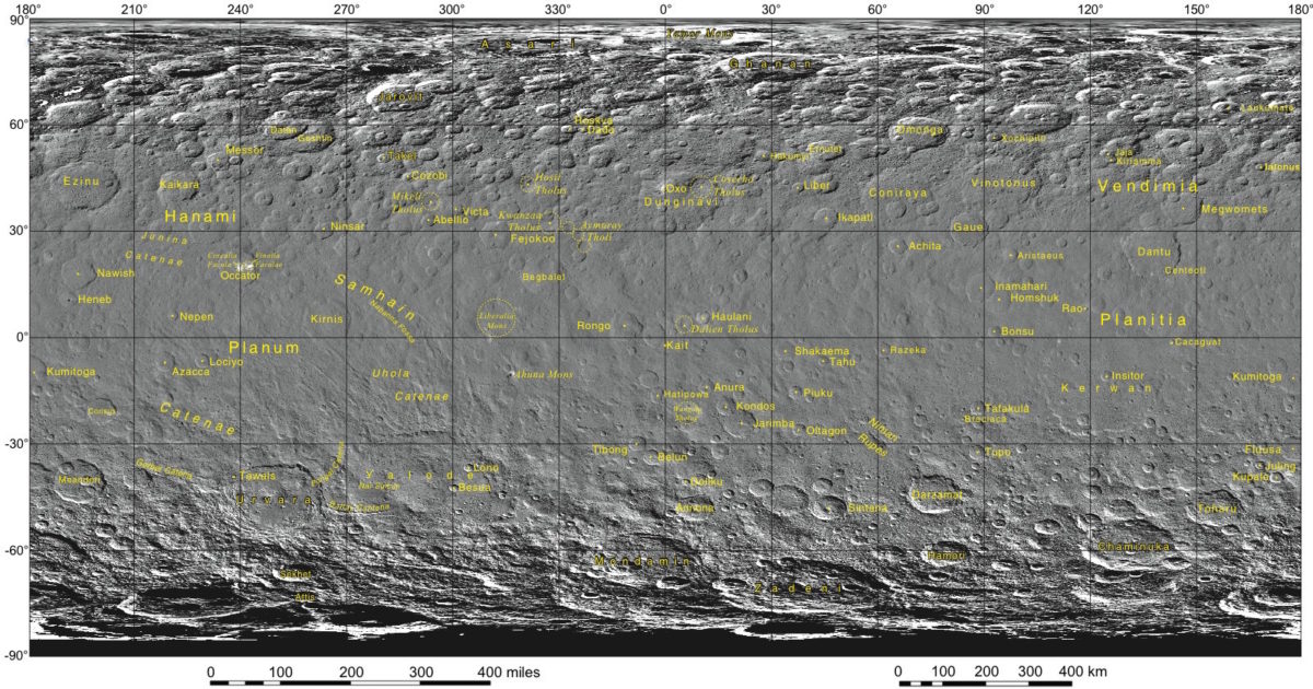 Map of names on Ceres | The Planetary Society