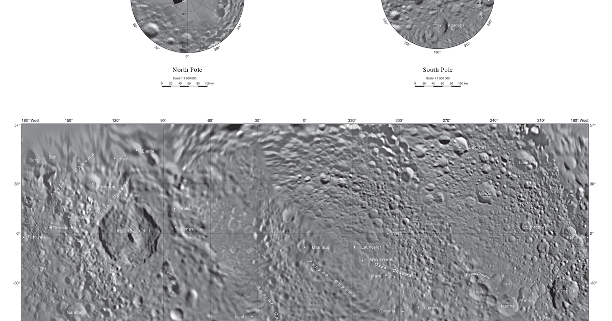 Map of Mimas with place names | The Planetary Society