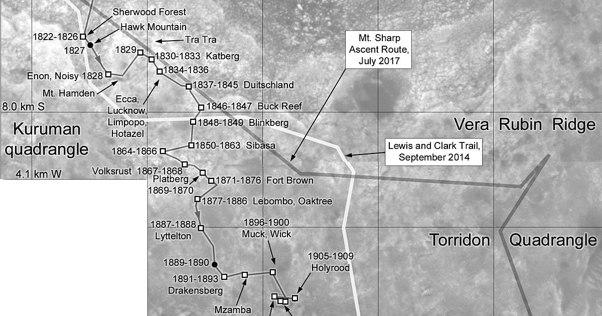 Phil Stooke's Curiosity Route Map Detail:… | The Planetary Society