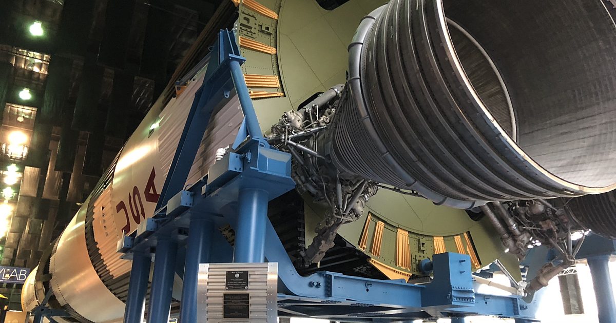 The Saturn V moon rocket on display inside… | The Planetary Society
