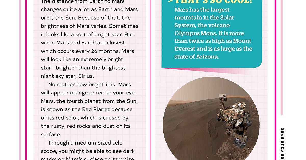 Astronomy for Kids: Mars Diagram | The Planetary Society