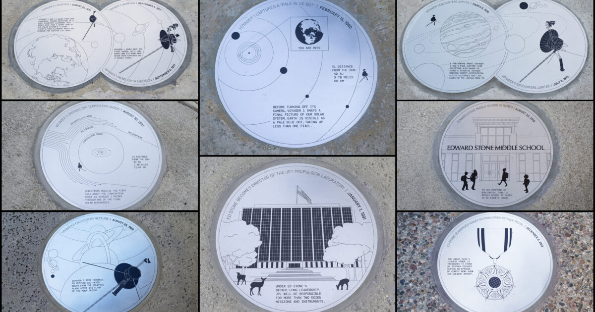 Plaques marking the Ed Stone Voyager… | The Planetary Society