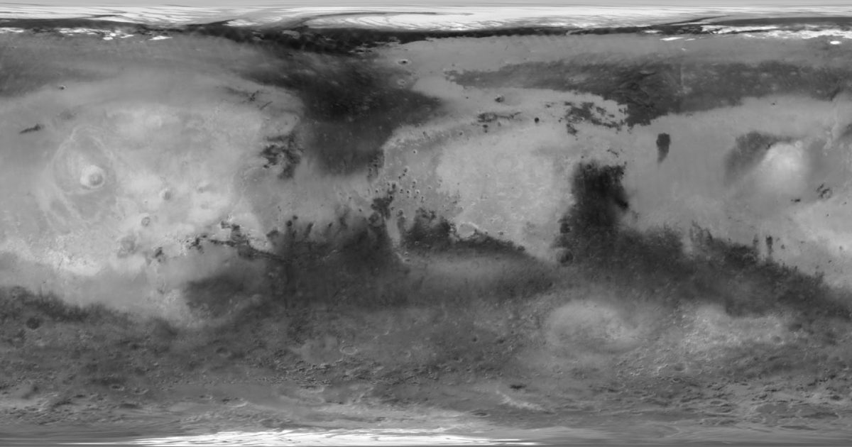 Mars Global Surveyor TES albedo map of Mars… | The Planetary Society