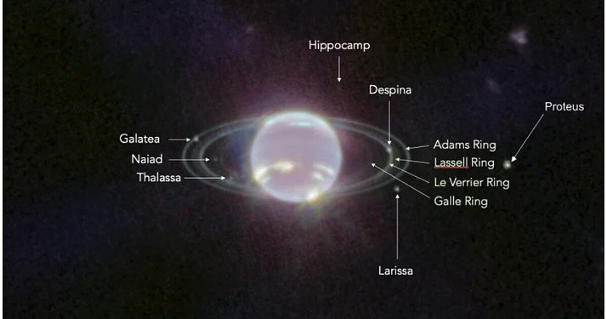 Neptune from JWST annotated | The Planetary Society