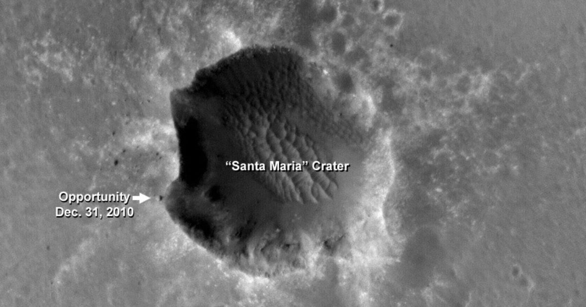 Aerial view of Opportunity at Santa Maria | The Planetary Society