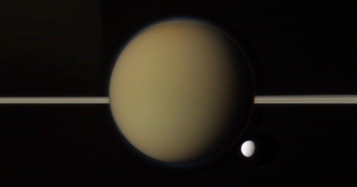 Titan, Tethys, rings, and ringlit Saturn | The Planetary Society
