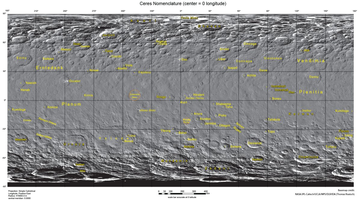 Ceres map with nomenclature as of February… | The Planetary Society