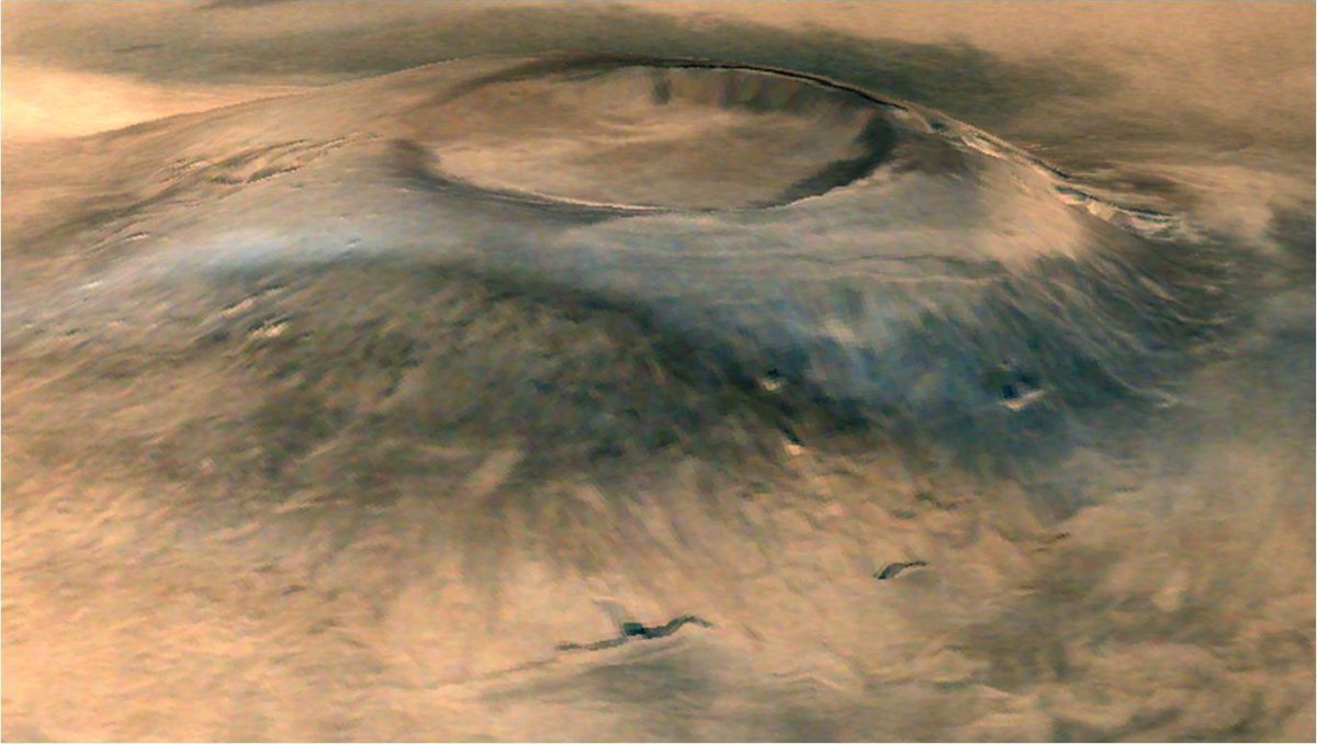 Oblique view of Arsia Mons from Mars Orbiter… | The Planetary Society
