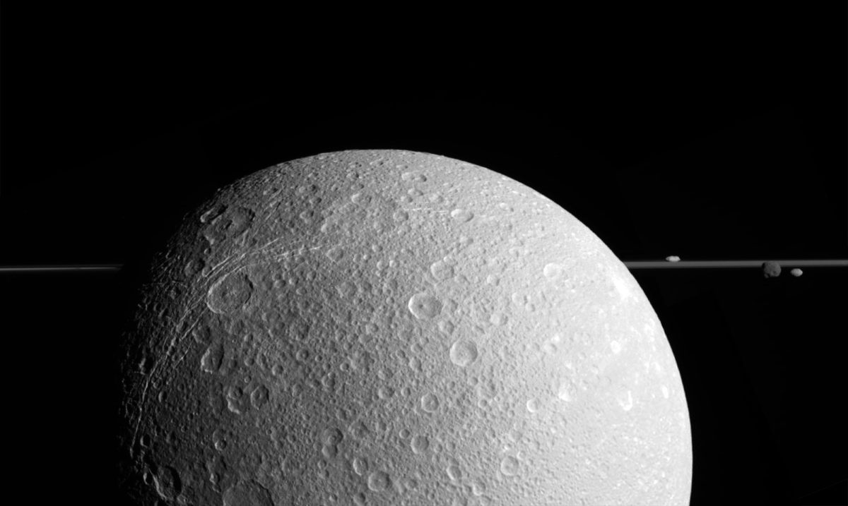 Dione in front of ringmoons | The Planetary Society