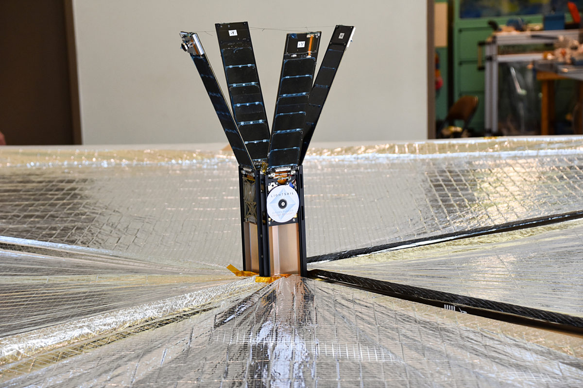 LightSail 2, solar sail deployed, tight shot | The Planetary Society