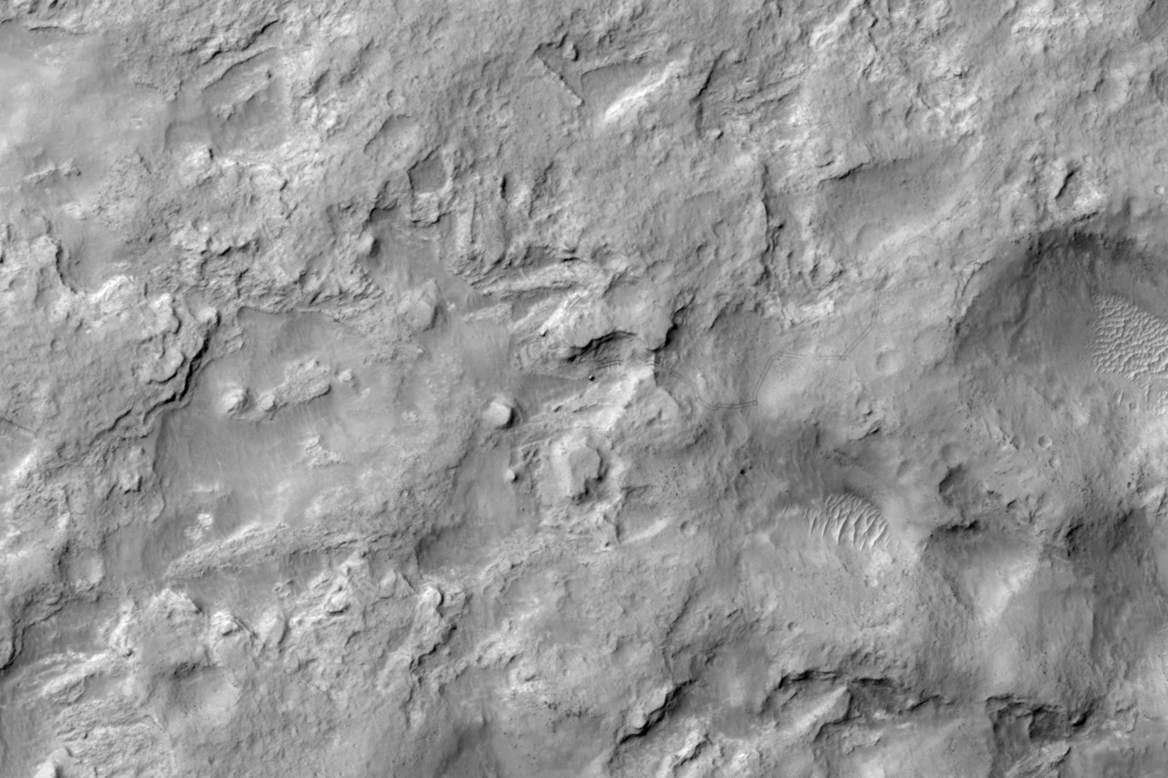 HiRISE view of Curiosity near Dingo Gap, sol… | The Planetary Society