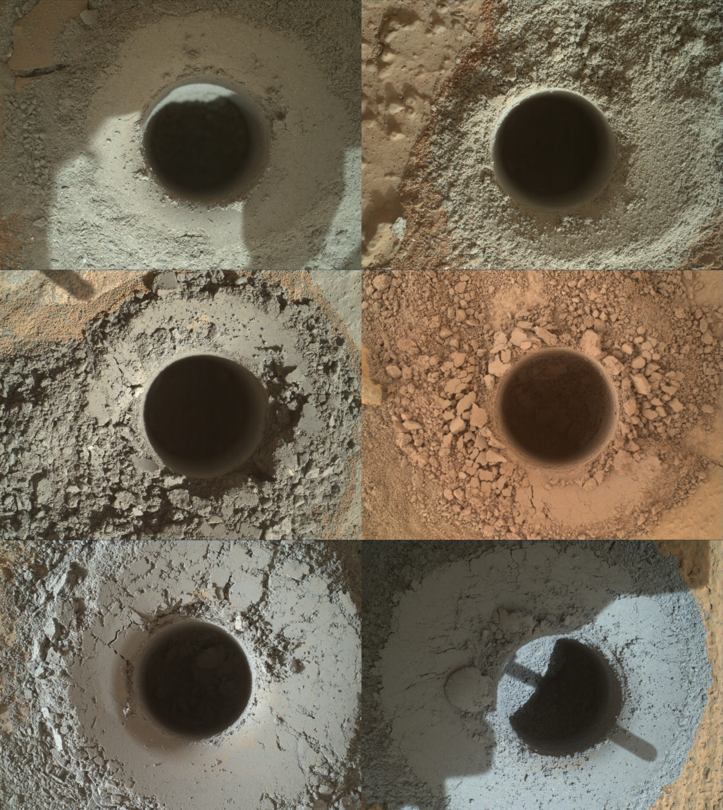 Six Curiosity drill holes on Mars | The Planetary Society Six Curiosity drill holes on Mars | The Planetary Society