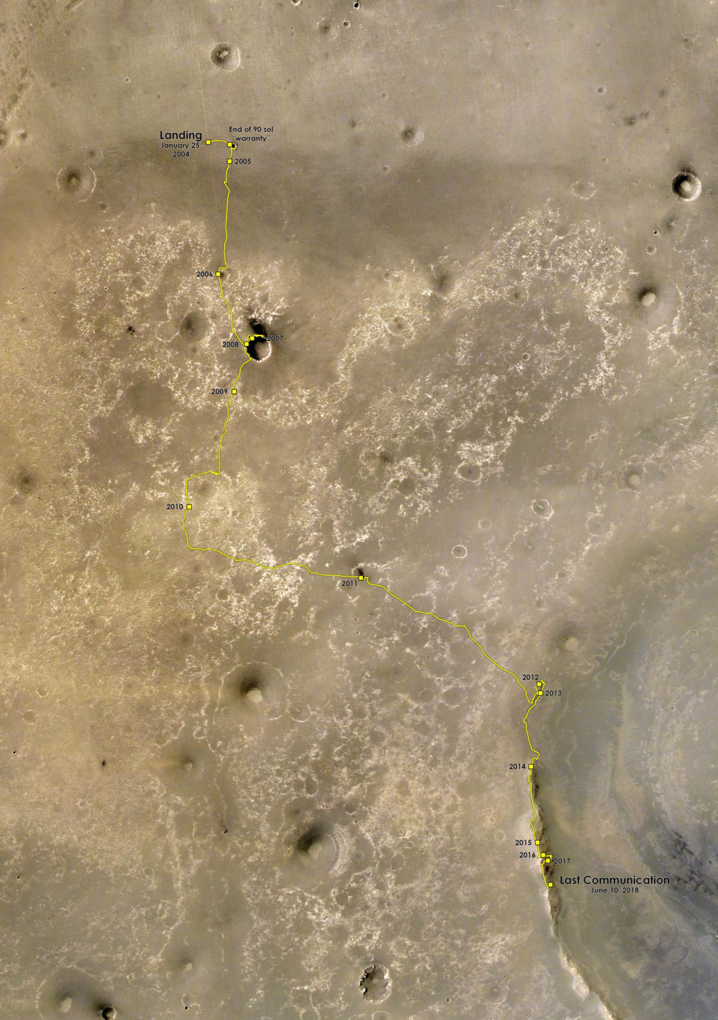 Opportunity route map | The Planetary Society