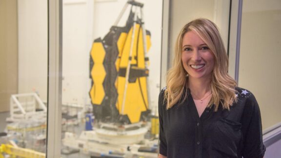 Sarah Cruddas with the James Webb Space… | The Planetary Society