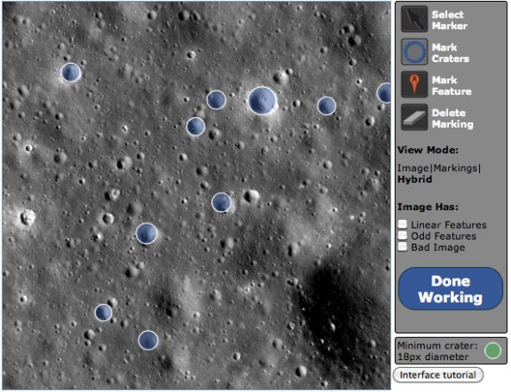 Cosmoquest Moon Mappers interface ("Man vs.… | The Planetary Society