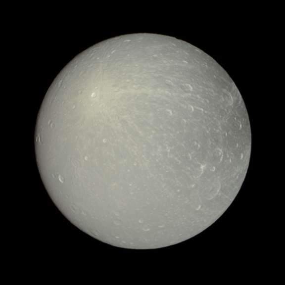 Color global low-phase view of Dione | The Planetary Society