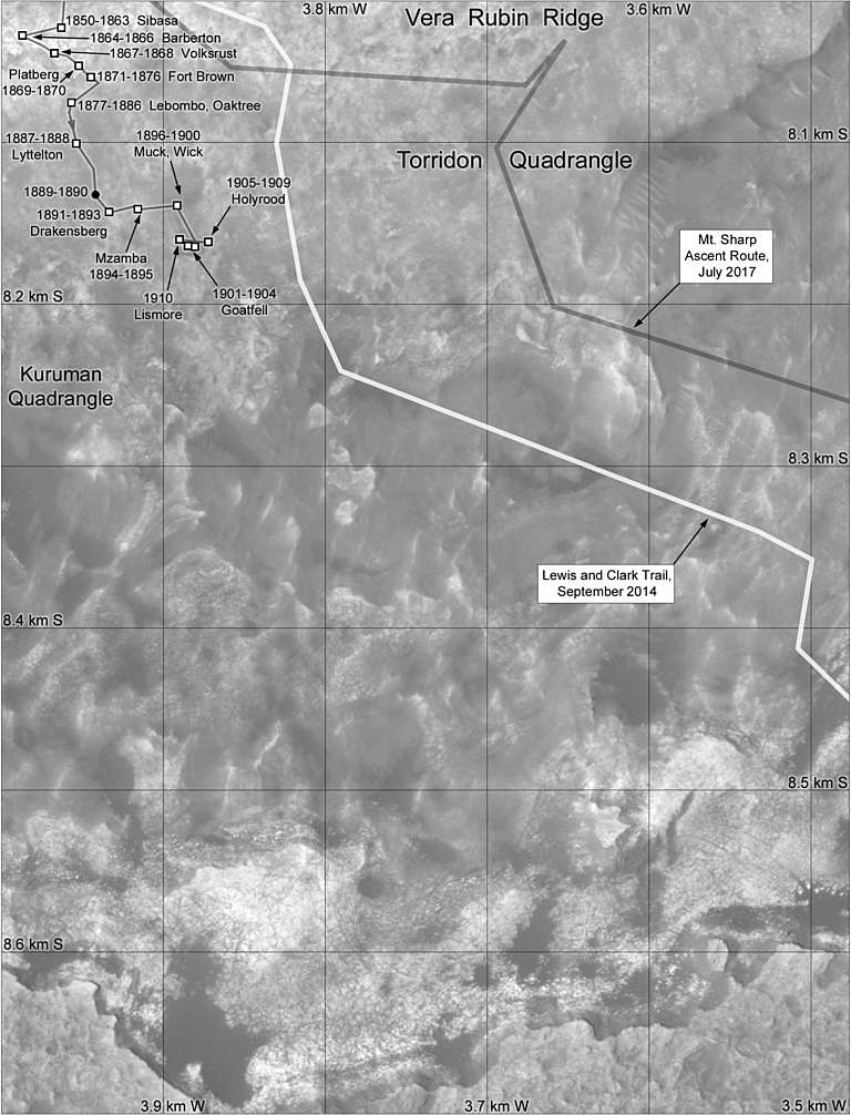 Phil Stooke's Curiosity Route Map Detail:… | The Planetary Society