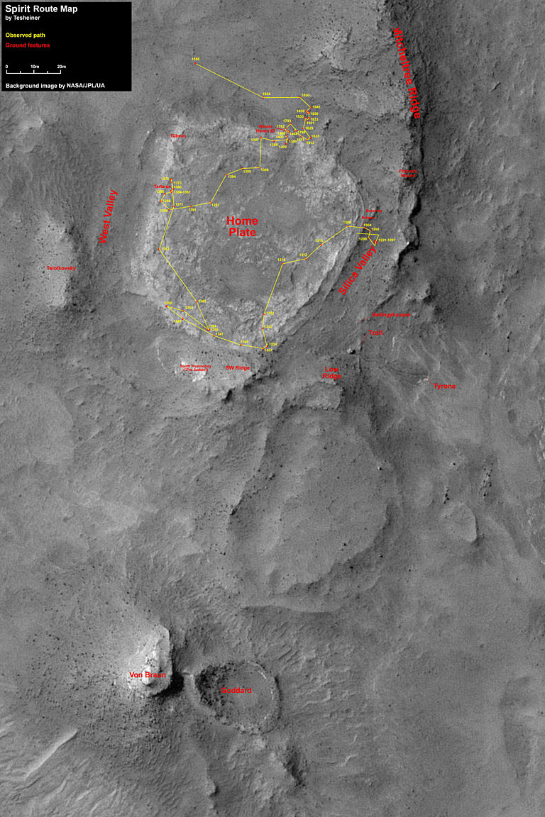 Spirit route map to sol 1,856 | The Planetary Society