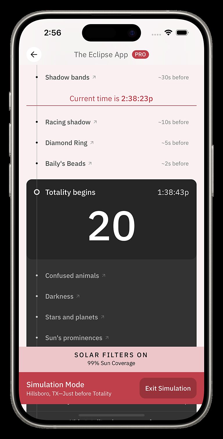 The Eclipse App countdown screen | The Planetary Society
