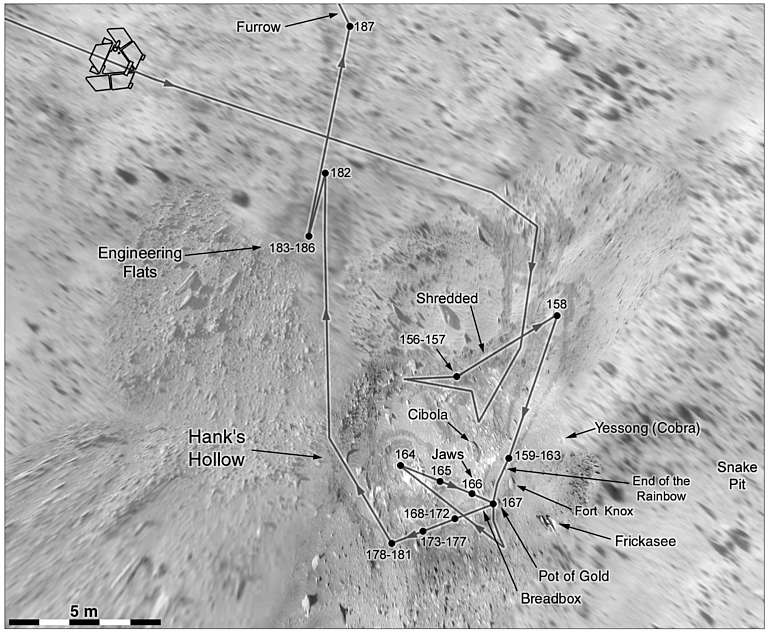 Spirit route map: "Hank's Hollow," sols… | The Planetary Society