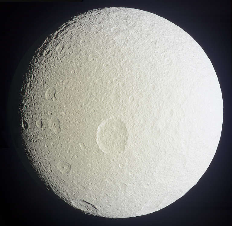 Global View Of Tethys From Cassini The Planetary Society