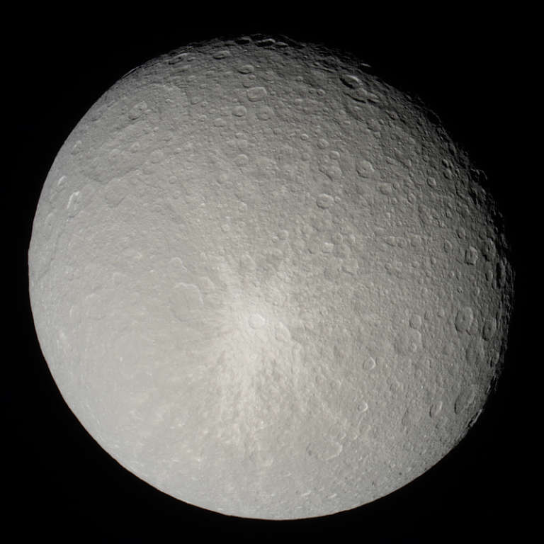 Rhea in natural color, featuring Inktomi… | The Planetary Society